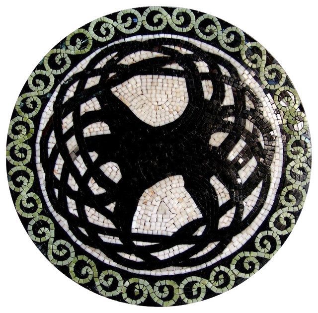 Round Modern Art Mosaic, Tangle, 24" x 24" - Contemporary - Tile Murals ...