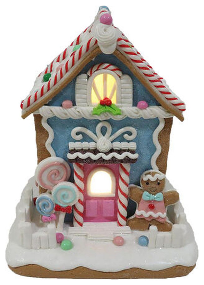 December Diamonds North Pole Sweet Shoppe Blue Candy Gingerbread House ...