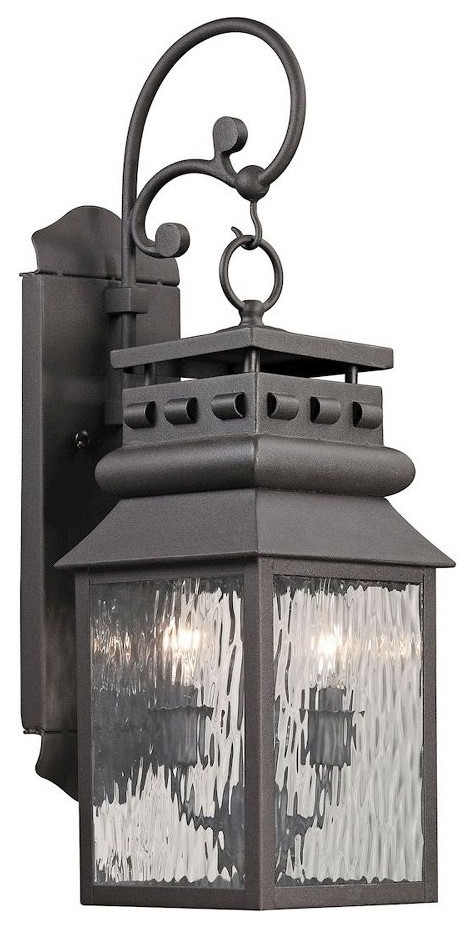 Traditional Two Light Outdoor Wall Lantern Curved Arm - Rectangular ...