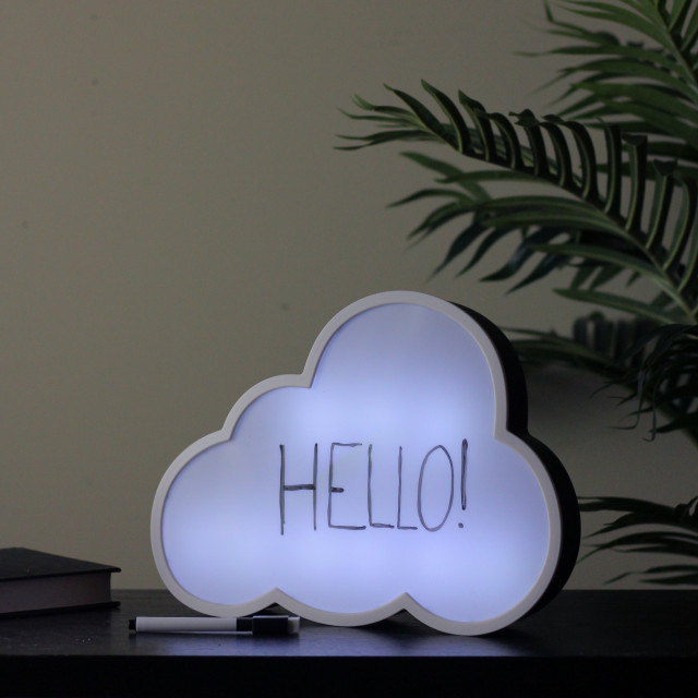12" Battery Operated LED Lighted Cloud Shaped White Board ...