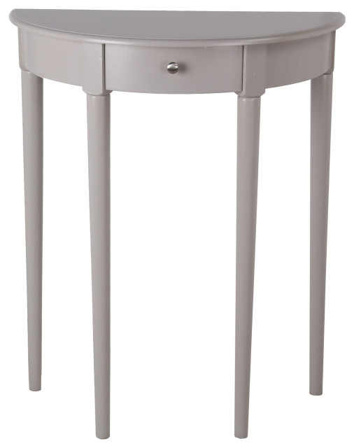 1 Drawer Half Moon Console Table with Round Legs, Small, Gray ...