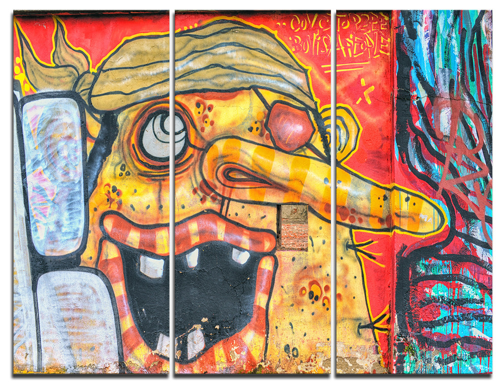 "Funny Street Art" Graffiti Canvas Art Print, 3 Panels, 36"x28 ...