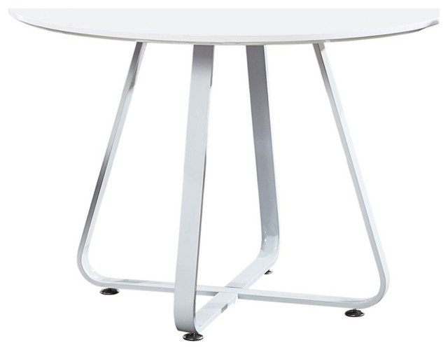 Pemberly Row 43" Round Contemporary Metal Dining Table in White ...