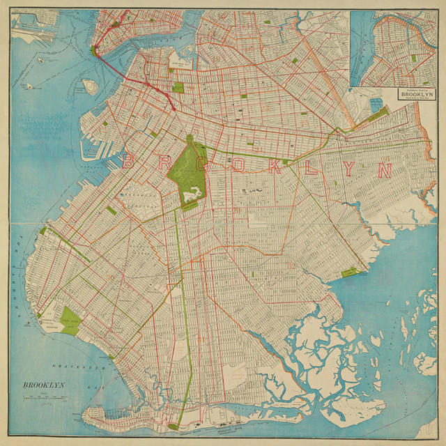 1905 Brooklyn map 24x24 - Contemporary - Prints And Posters - by Penny ...