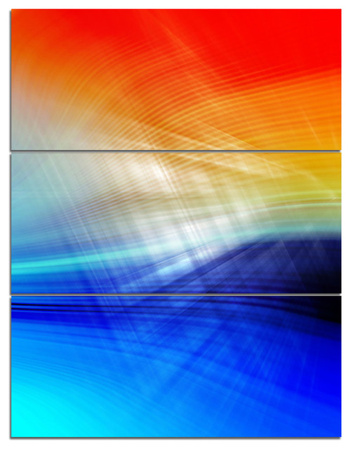 "3-D Mix of Red Blue Yellow" Digital Metal Wall Art, 3 Panels, 28"x36 ...