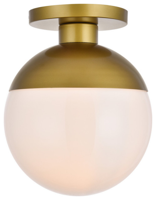 Elegant Eclipse 1-Light Brass Flush Mount - Midcentury - Flush-mount ...