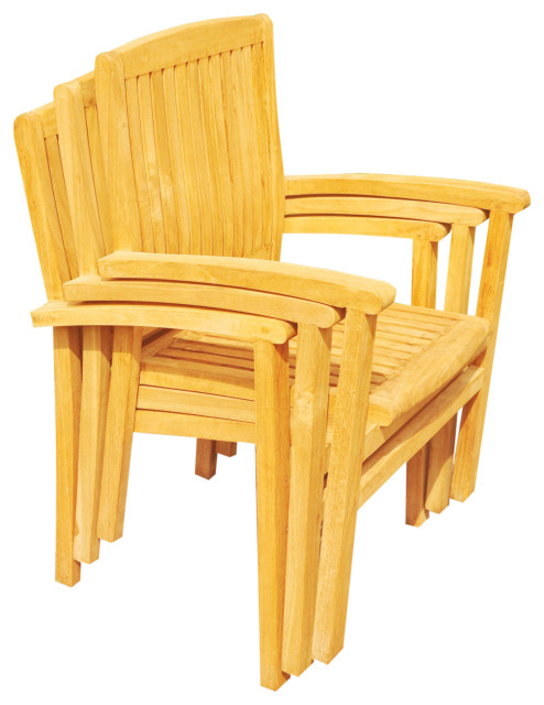 11-Piece Outdoor Teak Dining Set: 117" Rectangle Table, 10 Wave ...