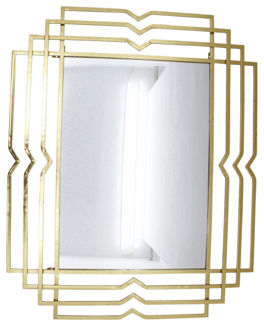 Metal 39" Rectangular Mirror, Gold - Contemporary - Wall Mirrors - by ...
