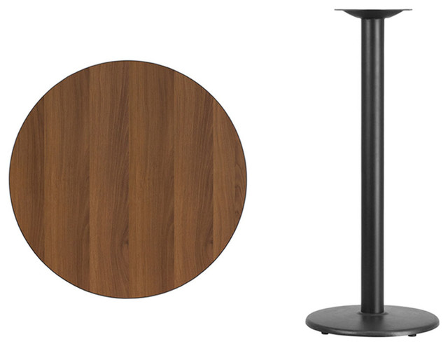 Flash 30'' Round Laminate Table Top/18'' Round Bar Table Base, Walnut ...