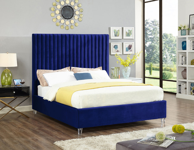 Candace Velvet Bed, Full - Contemporary - Platform Beds - by Meridian ...