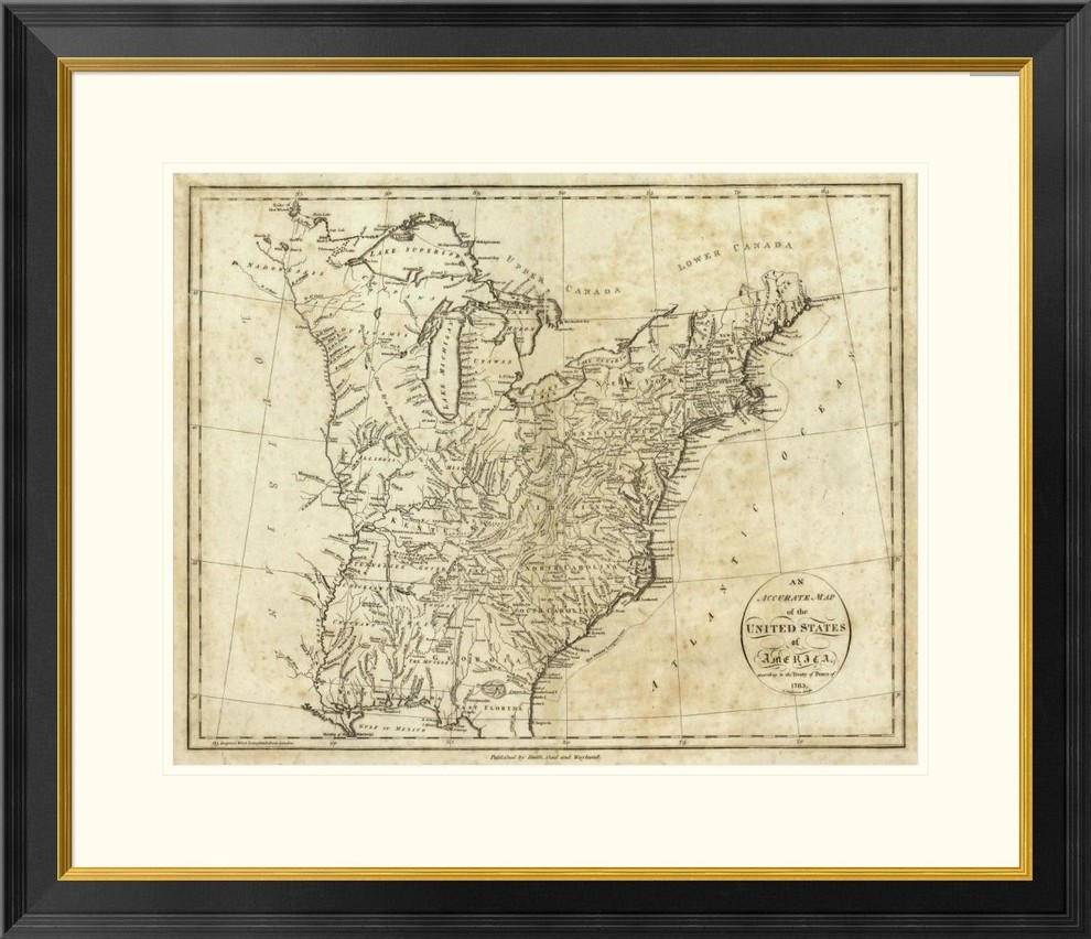 "Map of the United States of America, 1796" by John Reid, 26x23", 32"x1 ...