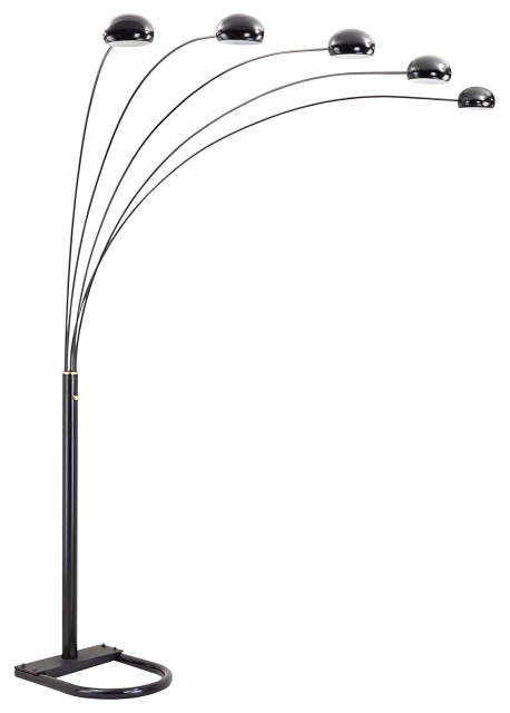 86 Inch Tall Metal Lamp with 5 Adjustable Arch Arms, Black ...