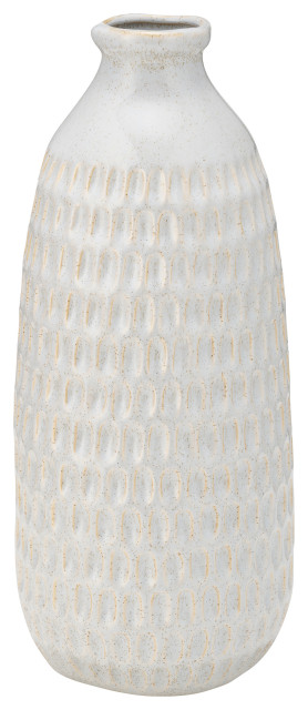 Ceramic 12" Dimpled Vase, Oatmeal, 5x5x12 inches - Transitional - Vases ...