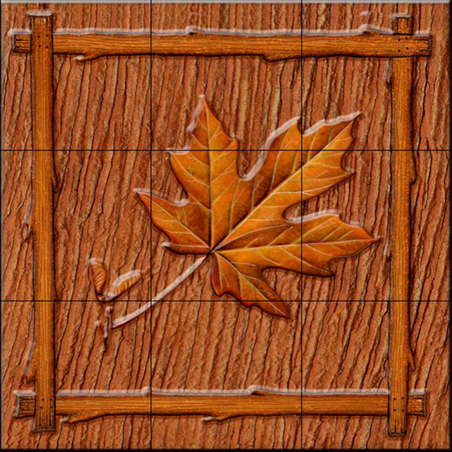 Tile Mural, Lodge Maple Leaf 1 by Dan Morris, 18" x 18" (9 Tiles ...