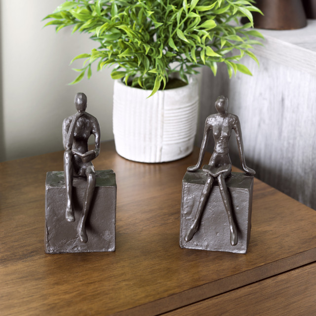 Danya B. Man and Woman Reading on a Block Cast Iron Bookend Set ...