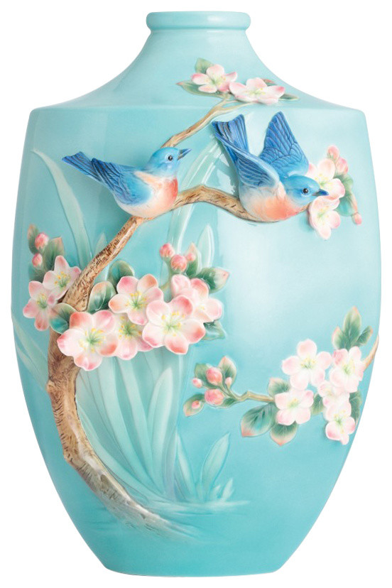 Franz Porcelain Collection Bluebird On Apple Tree Large Vase ...
