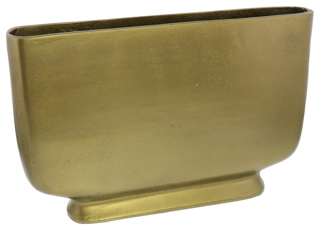 Cast Metal Minimalist Brass Gold Thin Vase | Geometric 13" Long Modern ...