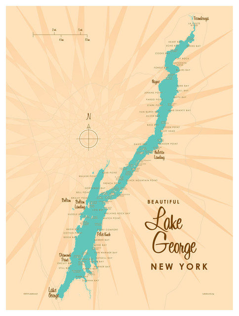 Lakebound Lake George New York Map Art Print, 9"x12" - Contemporary ...