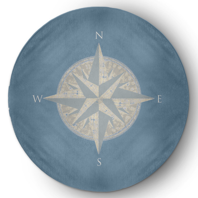 2' x 3' Compass Nautical Indoor/Outdoor Rug, Dusty Smoke, 5' Round ...