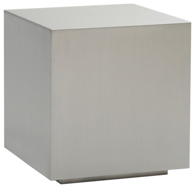 Benzara BM214789 Cube Shape Stainless Steel End Table, Floating Plinth ...