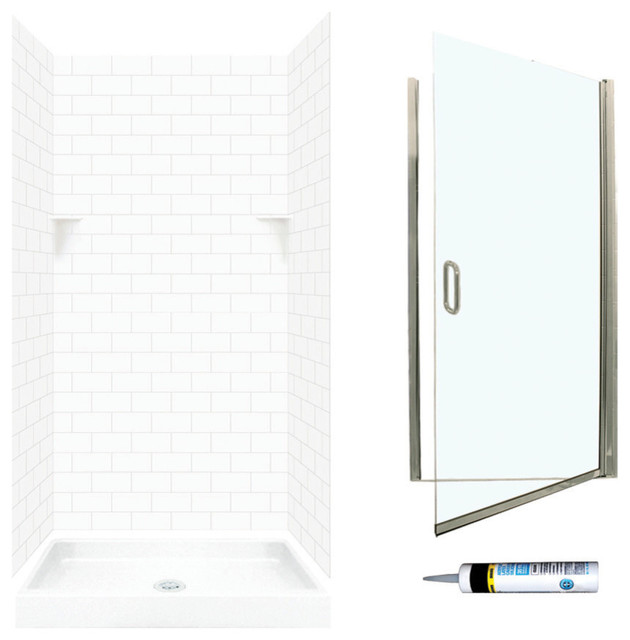 Alcove Shower Kits, White/Bisque/Tahiti Desert, 36"x36"x72.5 ...