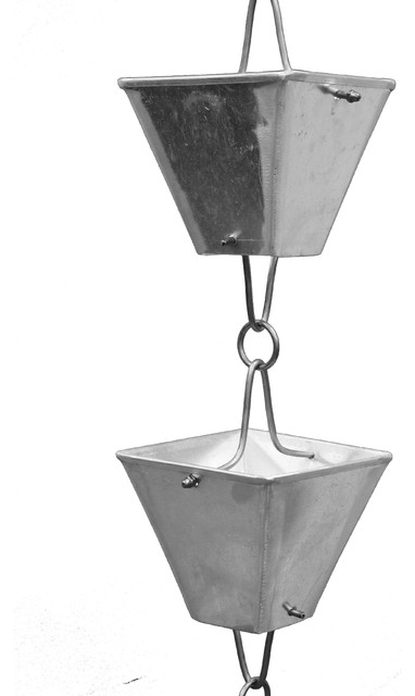 Extra Large Aluminum Square Cups Rain Chain With Installation Kit, 10 ...