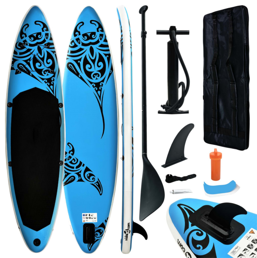 Vidaxl Inflatable Stand Up Paddleboard Set 144.1"x29.9"x5.9" Blue ...
