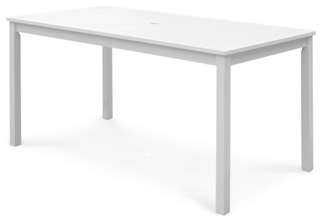 White Dining Table with Straight Legs - Rustic - Outdoor Dining Tables ...