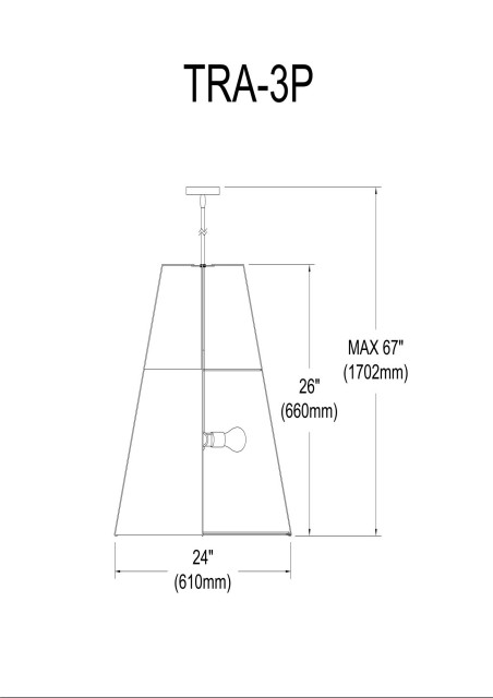 3 Light Trapezoid Pendant Black White Shade with 790 Diffuser ...