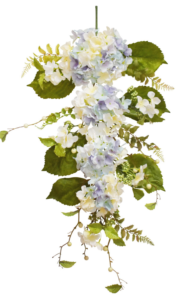 36" Blue Hydrangea Teardrop - Contemporary - Wreaths And Garlands - by ...