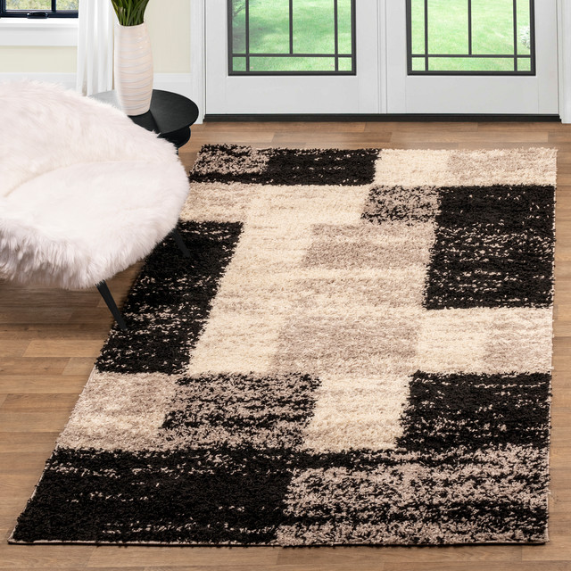 Aliza Modern Geometric Western Shag Area Rug, 6 ft. x 9 ft ...
