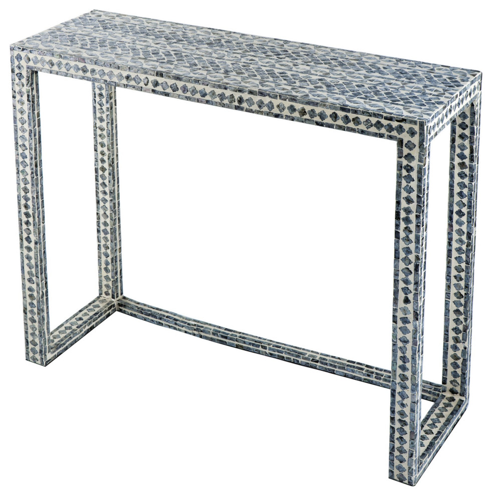 Benzara BM285102 36" Console Table, Capiz Shell Inlay, Rectangular ...