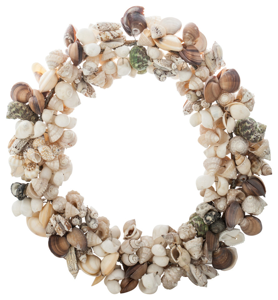 Assorted Natural Shell Wreath, 11" Diameter - Beach Style - Wreaths And ...