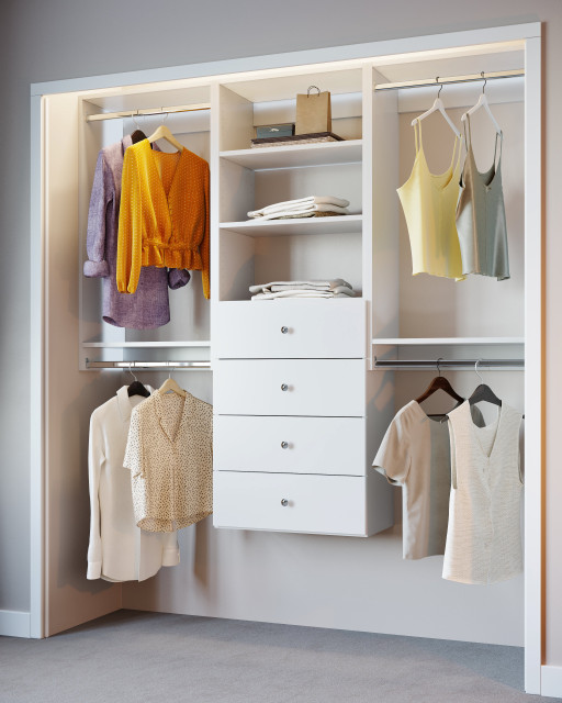 Modular Closet System Hanging Closet Organizer With Drawers 66"-96", 96 ...