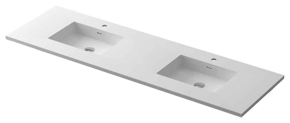 Forever VIVA Stone 72" Solid Surface Countertop With Double Integrated Sinks - Contemporary ...