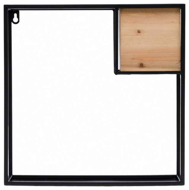 Metal Wall Shelf With Wood Box, Black - Industrial - Display And Wall ...