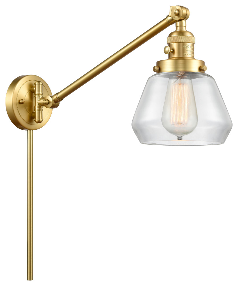 Fulton 1-Light 8" Swing Arm With Switch Satin Gold - Industrial - Swing ...