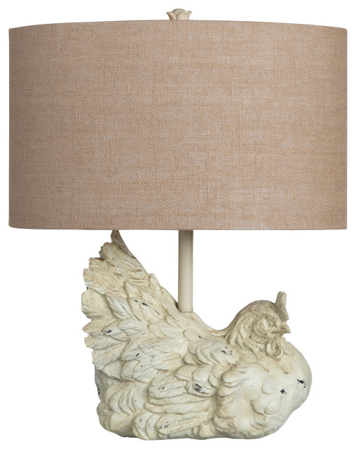 Rooster Table Lamp, White Washed - Farmhouse - Table Lamps - by ...