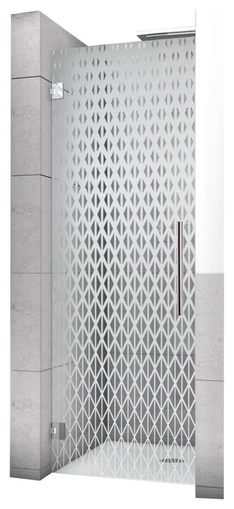 Hinged Alcove Shower Door, Mini Triangles Design, 28"x70" Inches ...