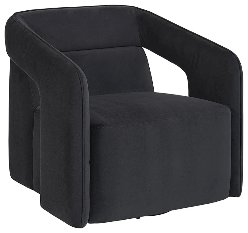 Madera Swivel Lounge Chair - Abbington Black - Transitional - Armchairs ...