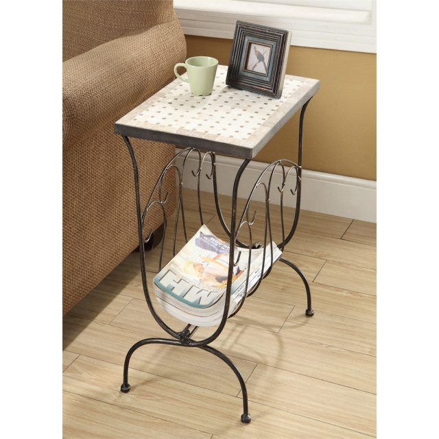 Travertine Magazine End Table - Mediterranean - Magazine Racks - by ...