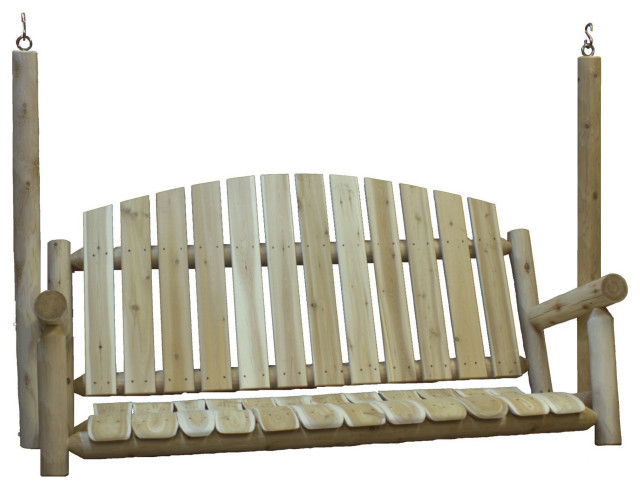 71" X 23" X 47" Natural Wood Porch Swing - Rustic - Porch Swings - by ...