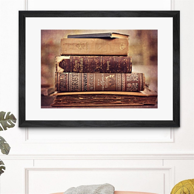 Giant Art 36x24 Vintage Book Collection IV Matted and Framed in Red ...