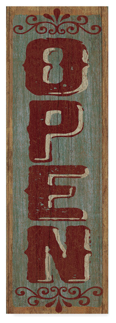 Art Licensing Studio 'Open Sign Blue' Canvas Art, 6"x19" - Contemporary ...