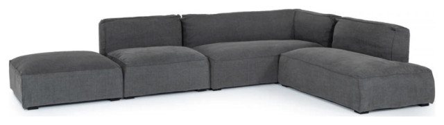 Erin Contemporary Dark Gray Fabric Modular Sectional Sofa ...