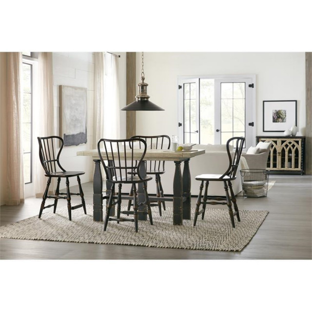 Home Square Dining Room Back Counter Stool in Black - Set of 2, 2 ...