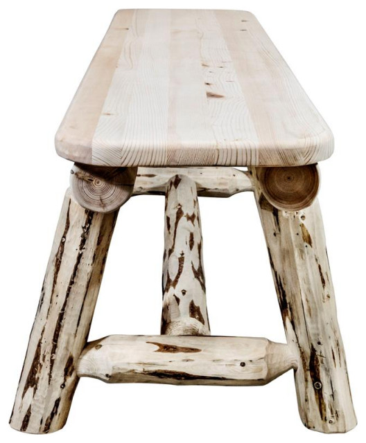 Montana Woodworks 5ft Hand-Crafted Wood Plank Style Bench in Natural ...