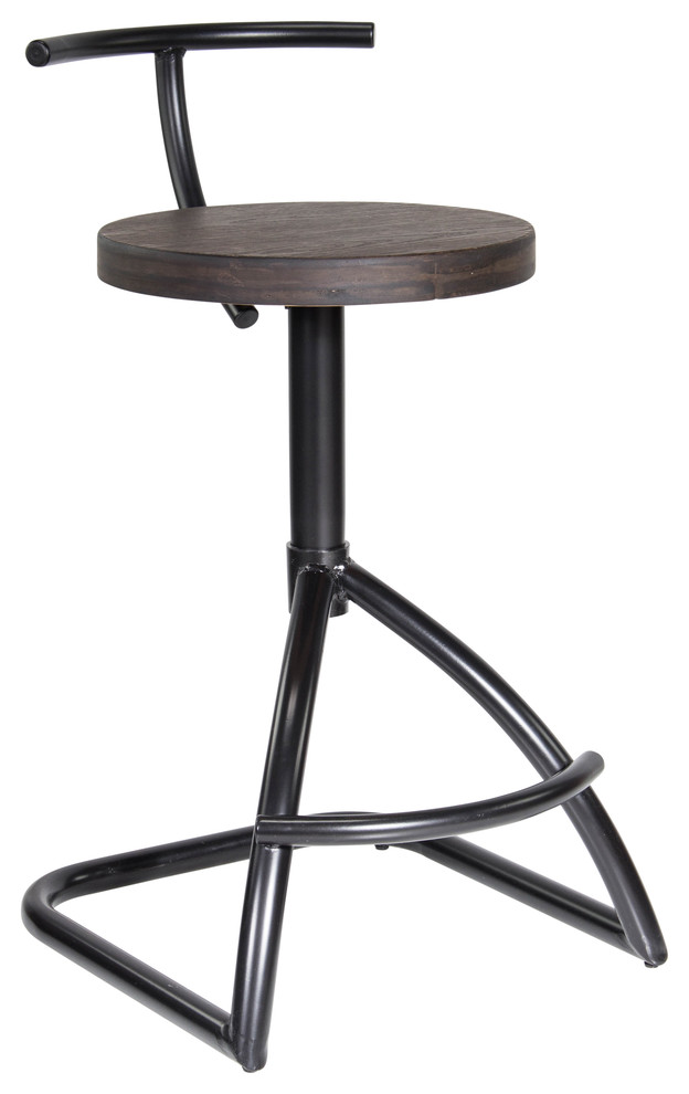 Mantis Industrial Style Counter Stool, Black Metal and Espresso Wood ...