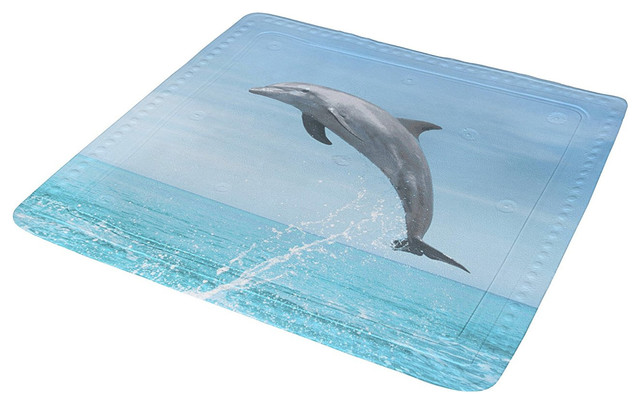 Non Slip Bathroom Safety Mat, Dolphin, Shower Mat - Beach Style - Bath ...