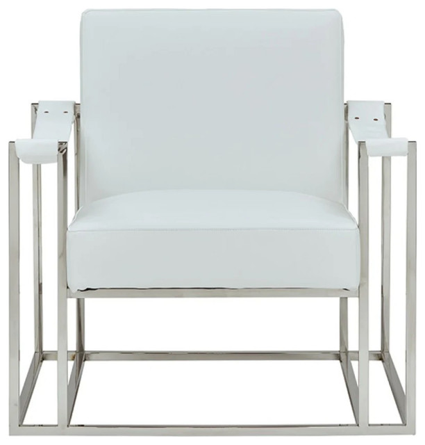 Mellie Modern White Leatherette Accent Chair - Contemporary - Armchairs ...